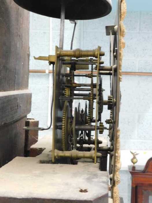 A 19thC longcase clock by James Leigh, the brass dial with gilt metal ...