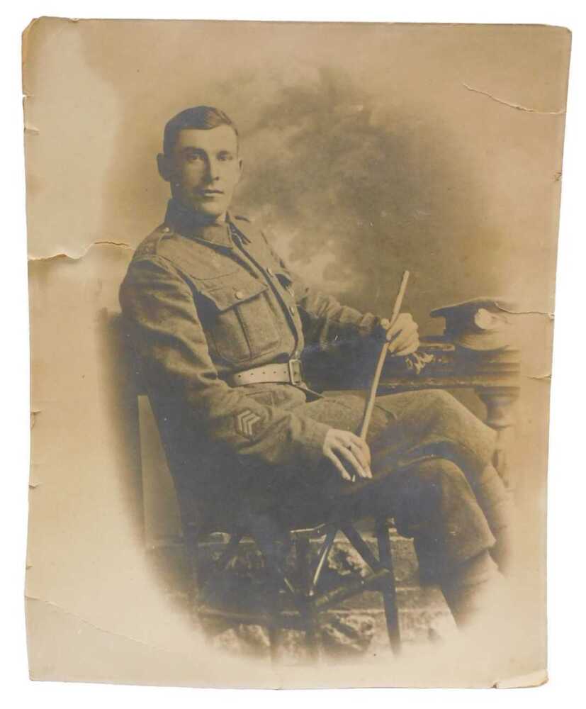 A WWI photograph, showing a Private in the Royal Engineers inscribed to ...